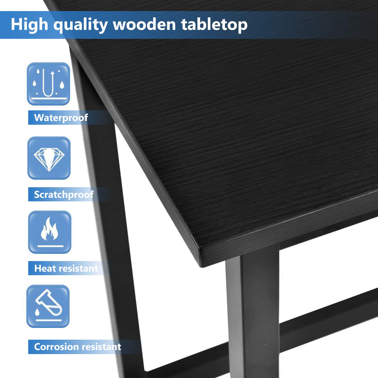 H&A 55"x55" L-Shaped Desk Home Office Corner Computer Desk PC Laptop Solid Support