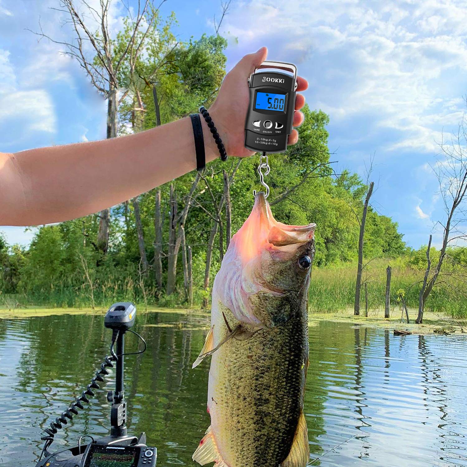 Fish Scale,JOOKKI Hanging Scale Portable Dial Scale LCD Digital Weight Electronic Scale 110lb/50kg with a Tape Measure for Tackle Bag,Luggage,Baggage,(Black)