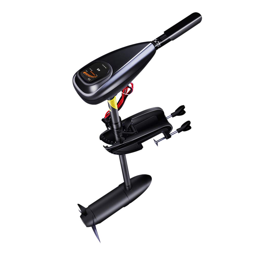 FULLWATT Trolling Motor 46/55 LBS Thrust Transom Mounted 8 Speed with Adjustable Handle for Fishing Boats Freshwater and Saltwater Use (46 LBS)