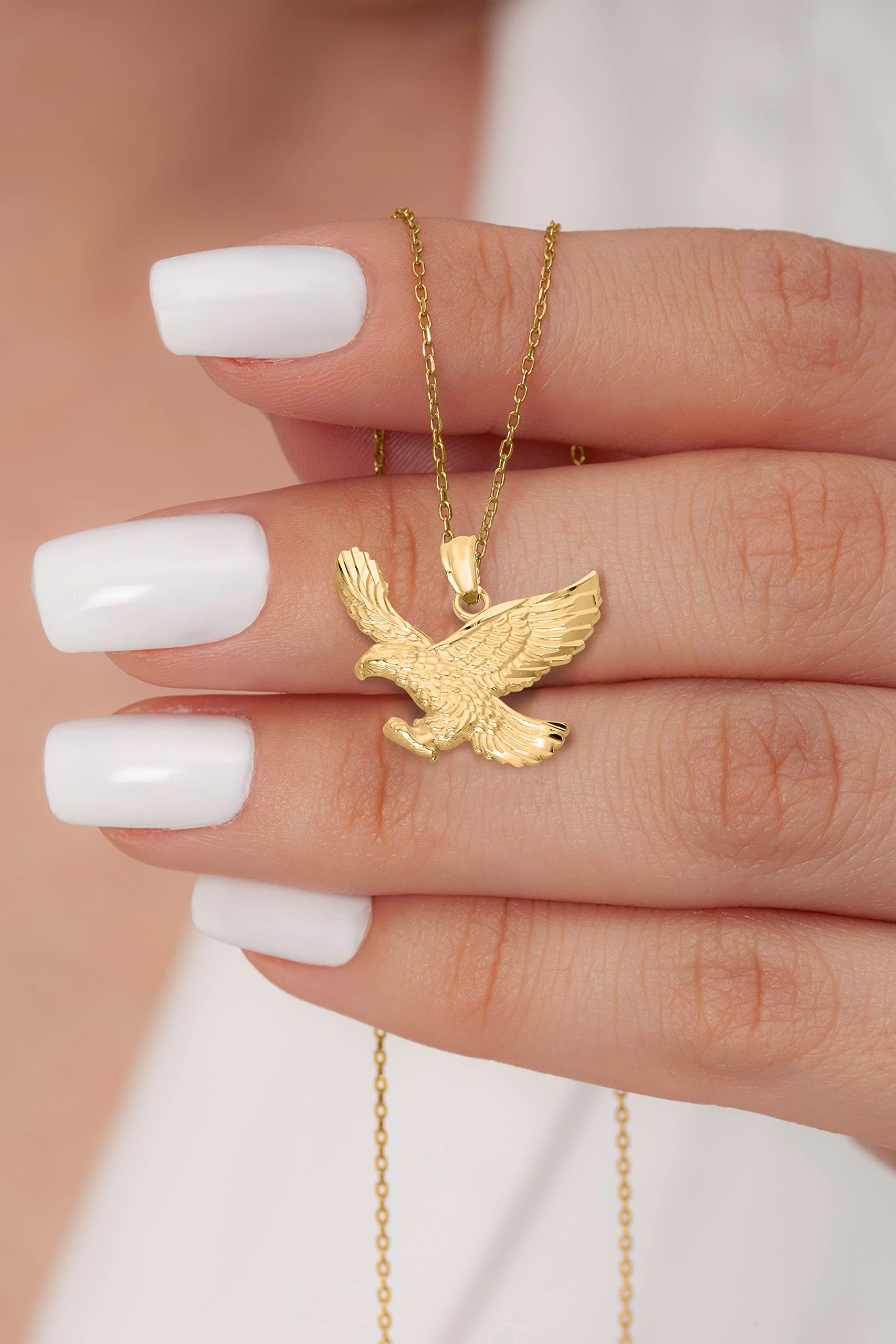 Generic 10k Real Solid Gold Dainty Eagle Pendant Symbol of Strength, Freedom, and Courage, Animal Jewelry, Yellow