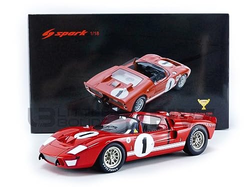 Ford GT40 X1 #1 Ken Miles - Lloyd Ruby Winner 12H of Sebring (1966) 118 Model Car by Spark 18SE66,Red