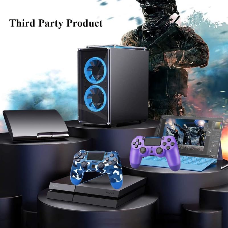 forajoy Controller for PS4 Controller 2 Pack,Gaming Controller for Playstation 4 Controller with Motion Sensor/Audio Jack/Long Battery Life,Wireless Controller for PC,Purple&Camo Blue,Cheap