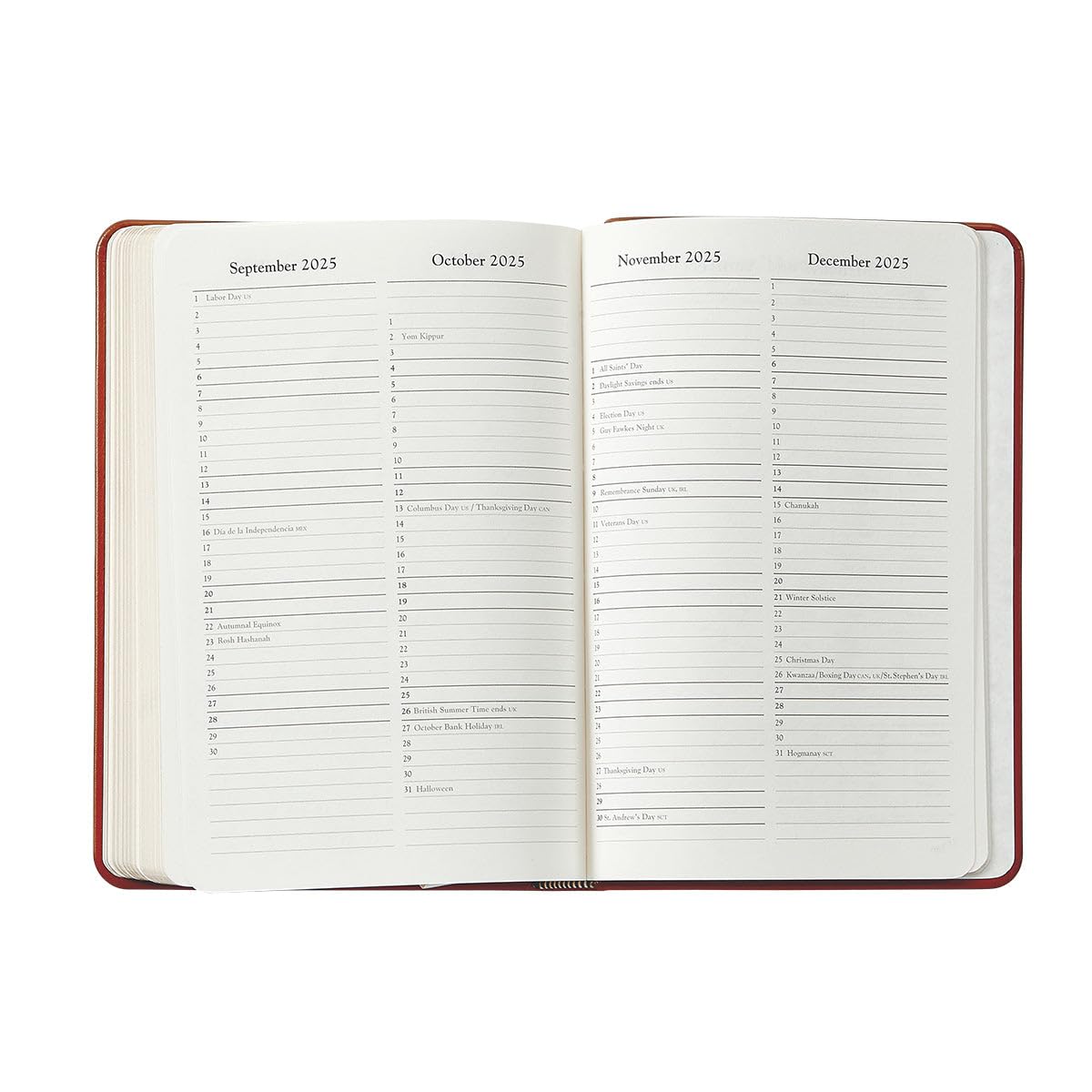 Graphic Image 2024 Daily Journal, Day-at-a-view appointment and Calendar pages, Genuine Leather (5½" W x 8" H - Made in the USA)