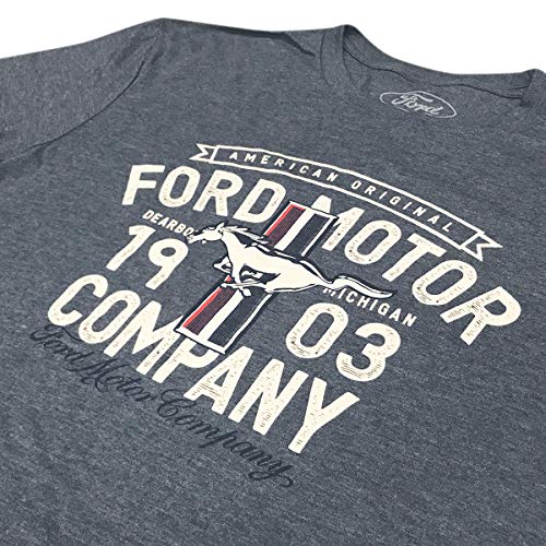 Ford Mustang Shirts, Classic Logo Ford Mustang Shirts for Men, Large, Navy Heather