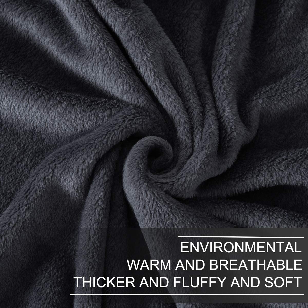 Fleece Blanket Queen Size for All Season 350GSM - Premium Lightweight Anti-Static Throw for Queen/Full size Bed Extra Soft Brush Fabric Warm Sofa Thermal Blanket 90" x 90"(Dark Gray Queen)