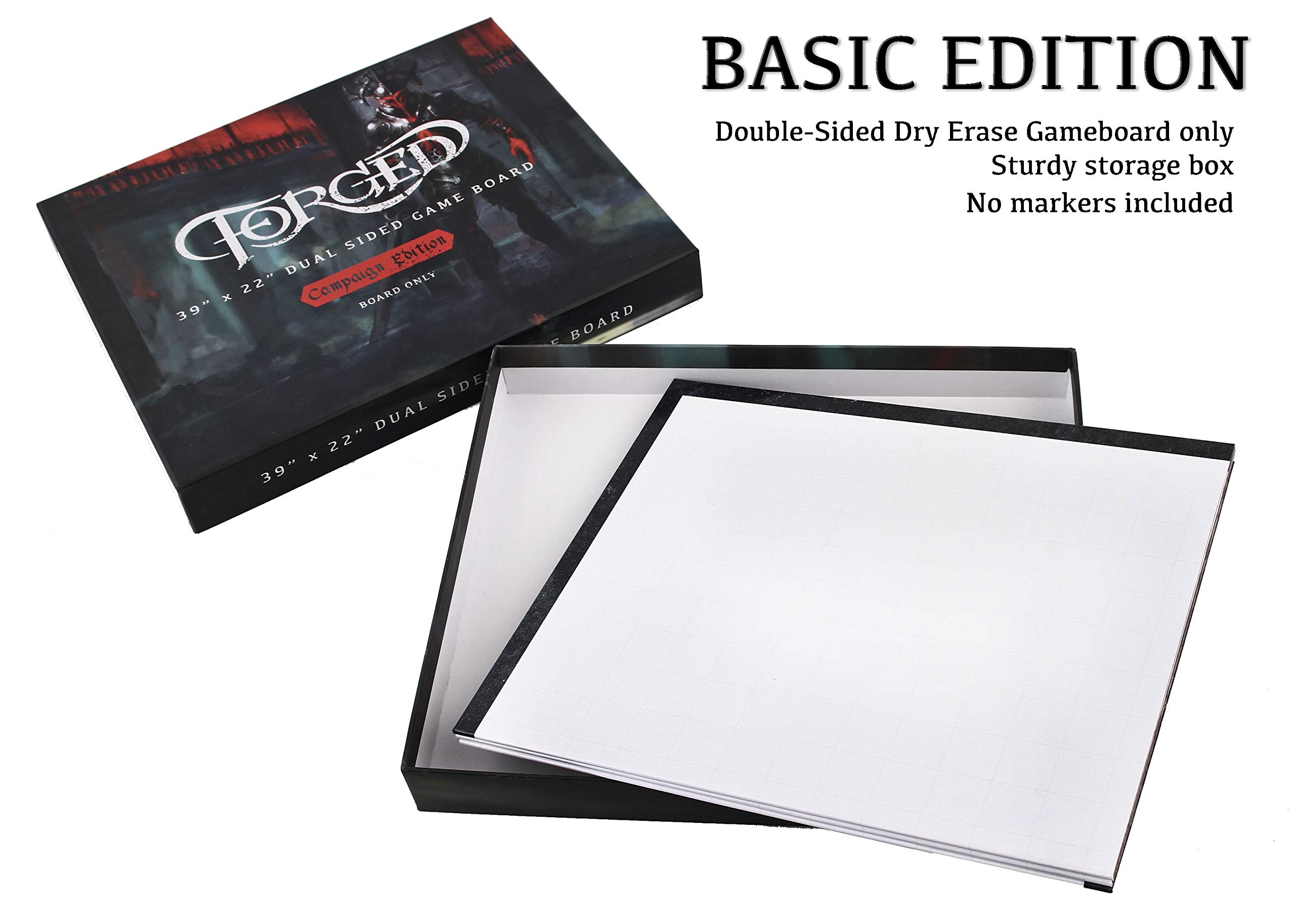 Forged Dice Co. Dry Erase Battle Board with Grid and Hex Map Pattern - Gameboard Only Edition - Compatible with D&D RPG Games for use as a Game Mat, DND Mat, Battle Mat, or Dungeons and Dragons Board