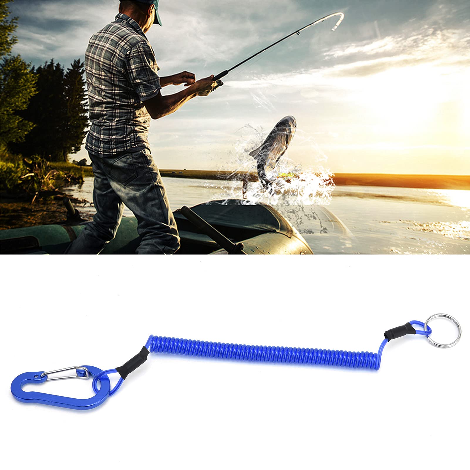 Fishing Lanyards, TPU Coating Material Spring Coil Keychain Practical Elastic for Offices for Homes for Workshops for Shopping Malls(blue)