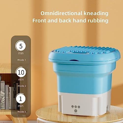 Folding Washing Machine, Small Portable Washing Machine, Underwear and Socks Dehydration Integrated Washing Machine，Mini Washer Suitable for Apartment Travel Camping RV Laundry (Blue)