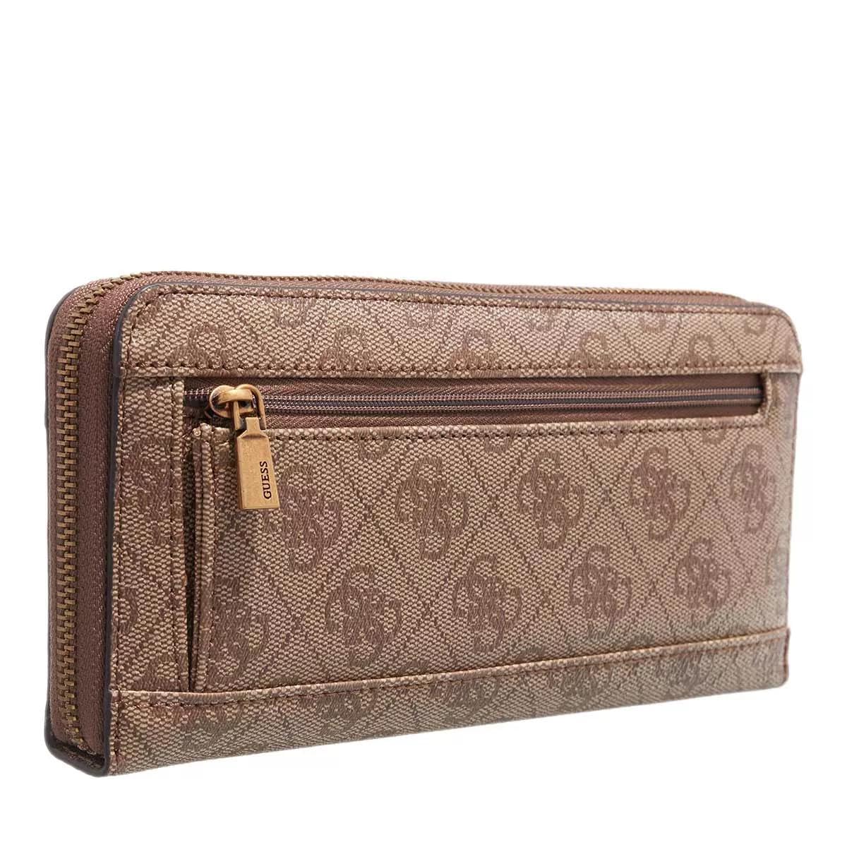GUESS Nell Large Zip Around Wallet, Latte Logo/Slate