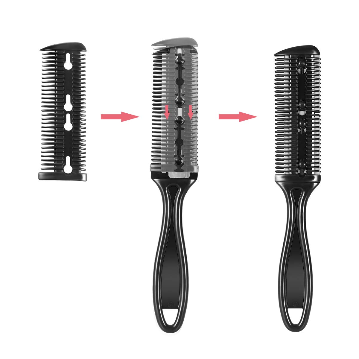 Frcolor 3pcs Hair Thinner Comb Double Side Hair Cutting Razor Comb for Thin and Thick Hair Cutting Styling (Black)