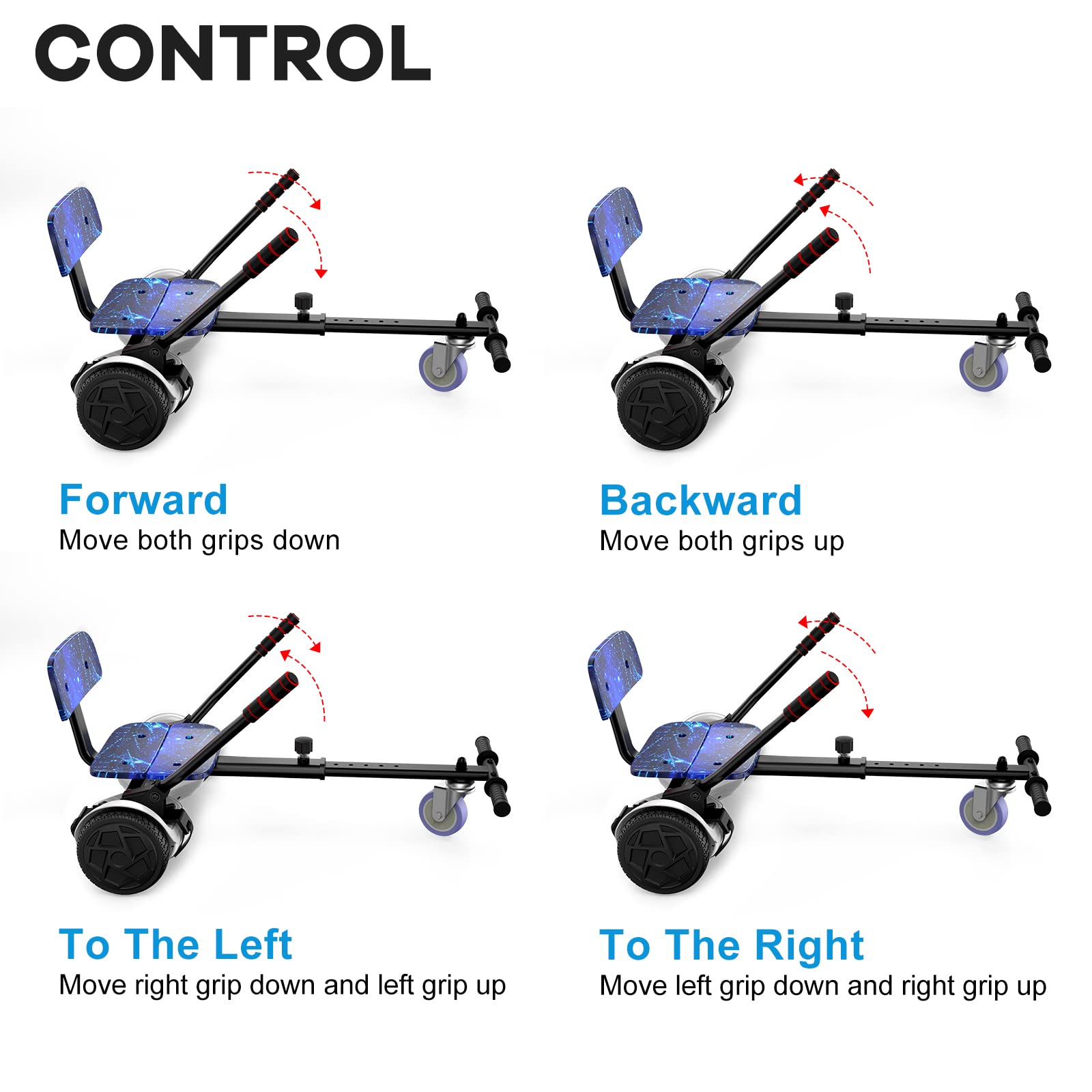 FLYING-ANT Hoverboard Attachment,Hoverboard Kart for Transforming Hoverboard Scooter into Go-Kart(Blue)