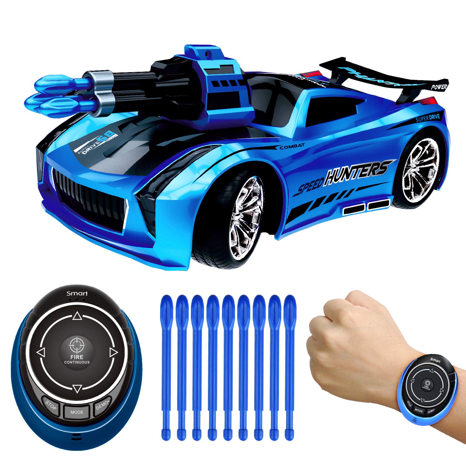 FUN LITTLE TOYS Remote Control Car, High Speed Racing Car with USB Charger, Multi Function & LED Light, Smart Watch Voice Command Remote Control Car