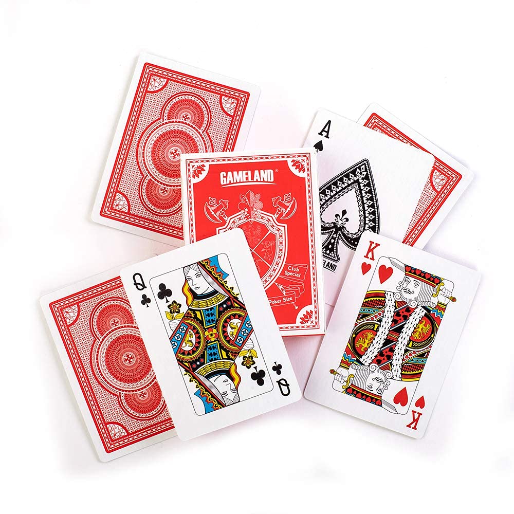 GAMELAND 12 Decks (6 Red/6 Blue) Premium Playing Cards Set - Plastic-Coated, Poker Size, Standard Index, for Blackjack, Euchre, Canasta, Pinochle Card Game, Casino Grade
