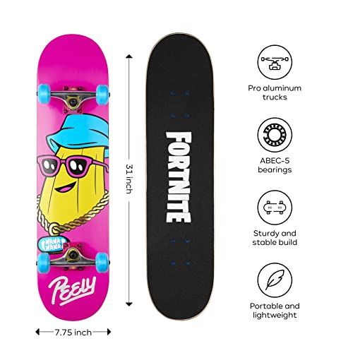 Fortnite 31" Skateboard - Cruiser Skateboard with Printed Graphic Grip Tape, ABEC-5 Bearings, Durable Deck & Smooth Wheels
