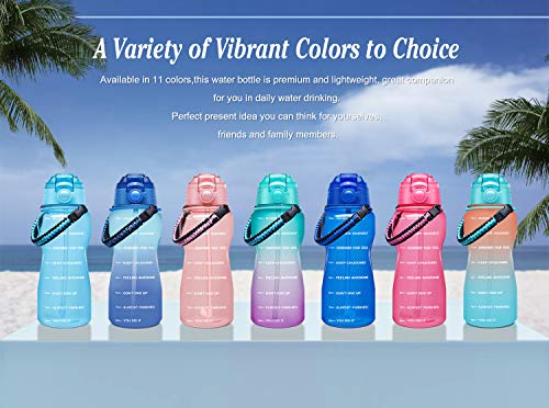 Fidus Large 1 Gallon Motivational Water Bottle with Paracord Handle & Removable Straw - BPA Free - Blue/Purple Gradient