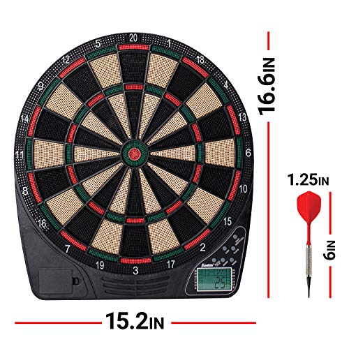 Franklin Sports Electronic Dart Board Sets - Soft Tip Electric Dartboard With Digital Scoreboard - (6) Darts Included, 15"
