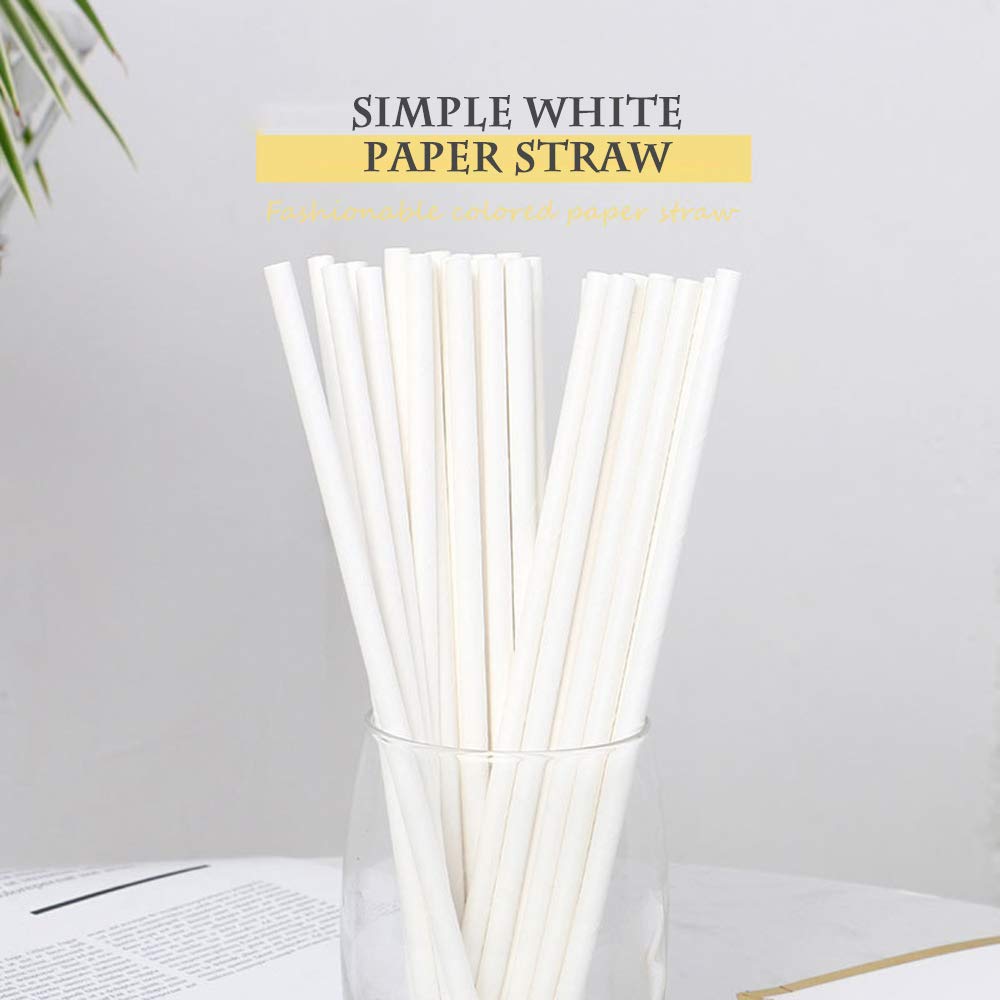 JITUUE Paper Straws Individually packaged - Eco-Friendly Party Supplies in Bulk for Restaurants - Perfect for Juices, Shakes, Smoothies, Ice Coffee & More(White,200 pcs)