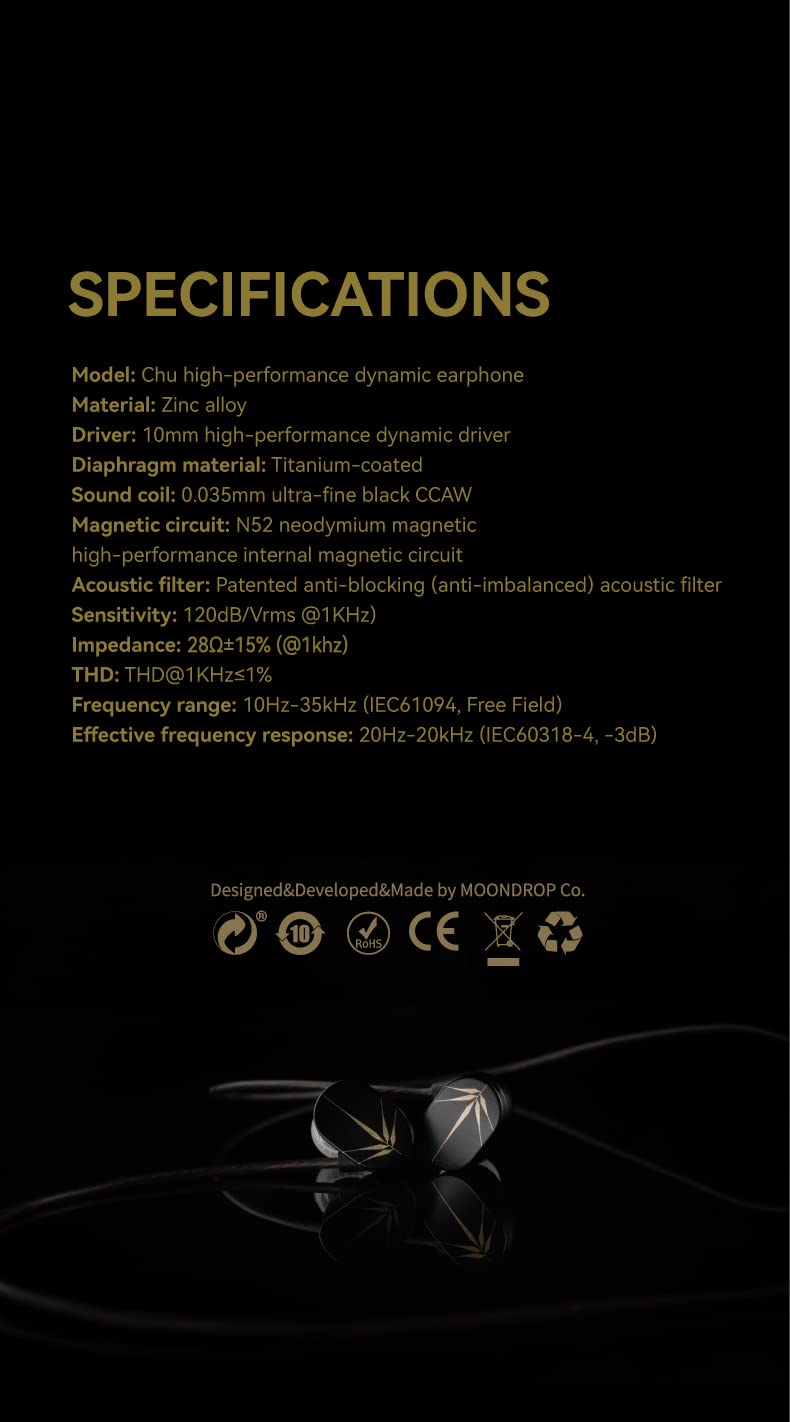 Moondrop CHU High Performance Dynamic Driver IEMs in-Ear Earphone (Without mic)