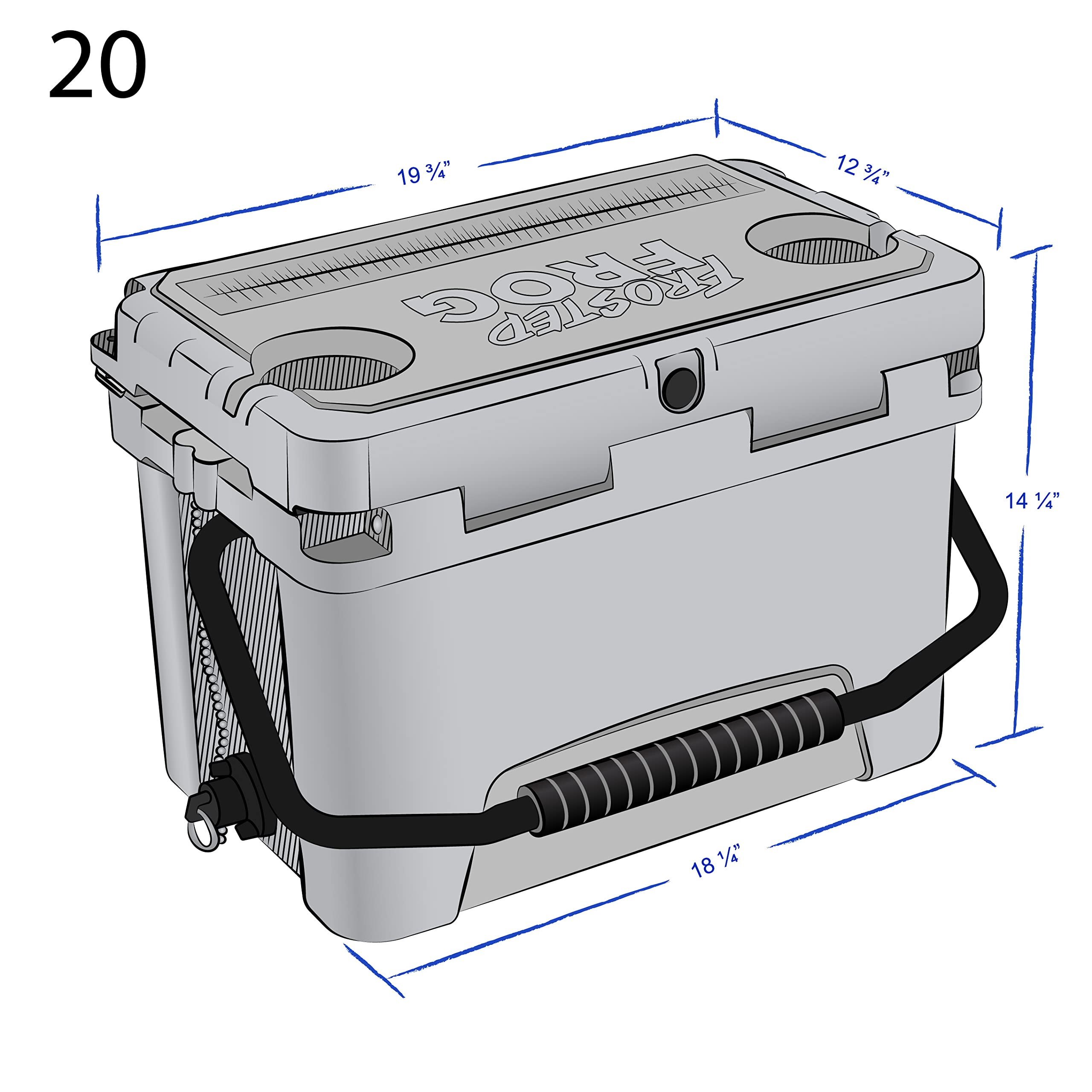 Frosted Frog Green Camo 20 Quart Ice Chest Heavy Duty High Performance Roto-Molded Commercial Grade Insulated Cooler