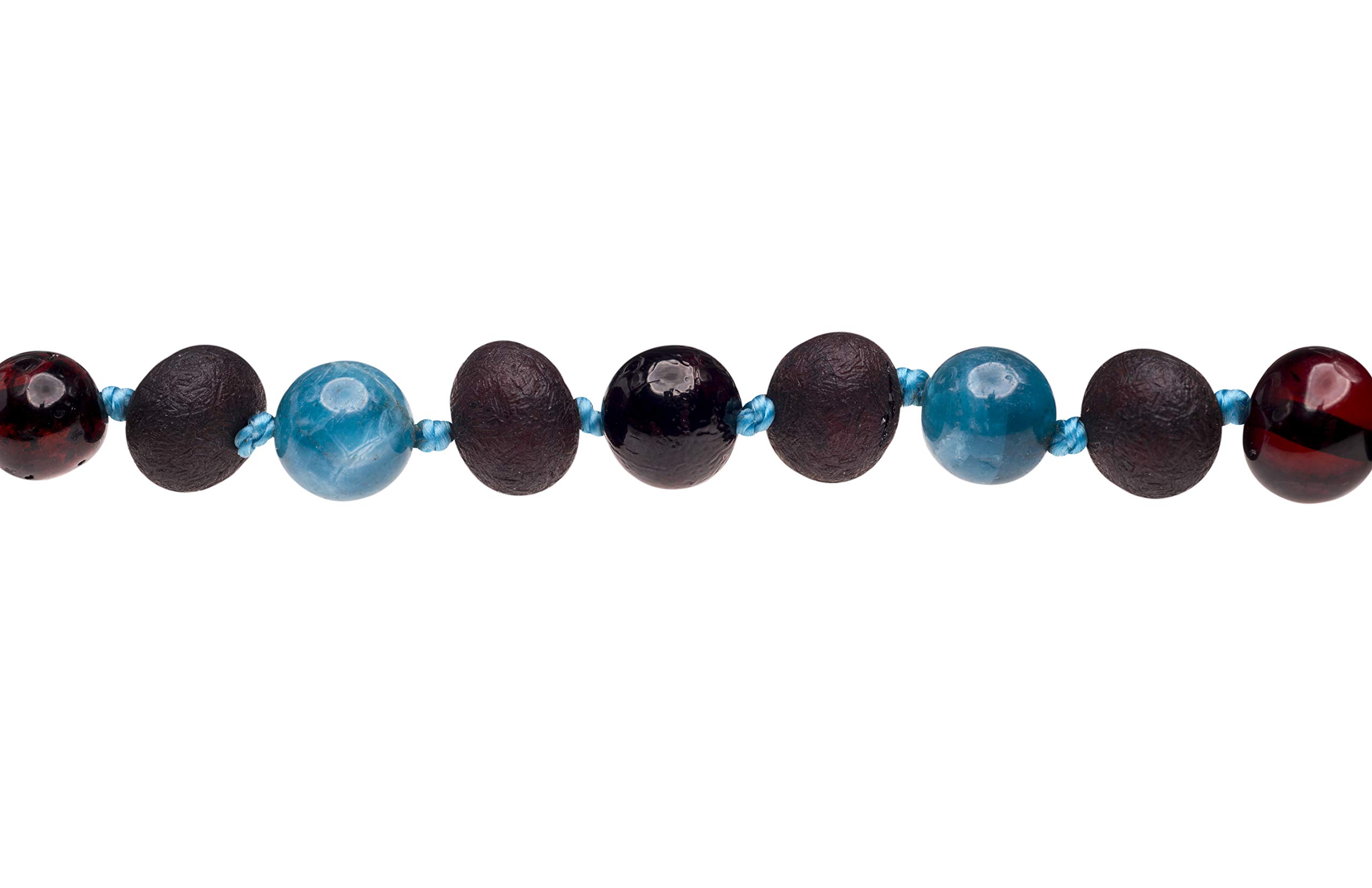 Genuine Amber Necklace & Bracelet From Baltic Sea Made With Unpolished Cherry Polished Cherry and Apatite 34 & 15 cm (13.4 & 5.9 Inches), Black