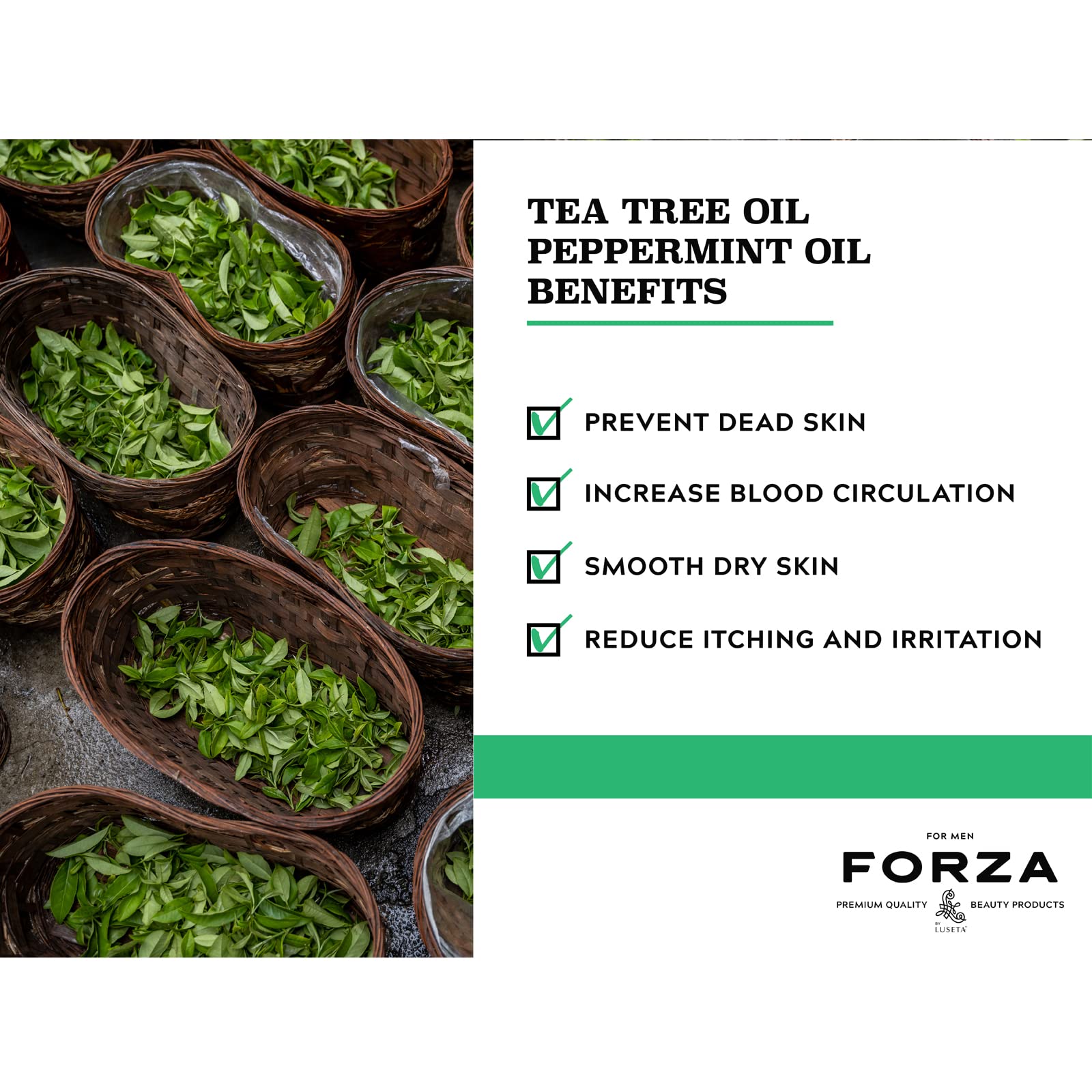 Forza Shave Cream for Men, Smooth & Quick Shaving Cream Fights Nicks, Cuts, Razor Burn and Irritation with Tea Tree & Peppermint Oil 6.8Oz