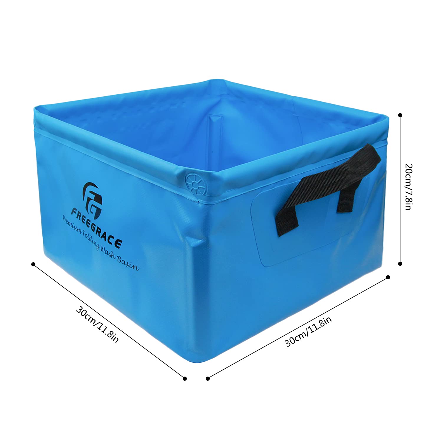 Freegrace Folding Wash Basin - Premium Collapsible Water Sink Container - Lightweight & Durable - Wash Dishes Everywhere - Suitable for Camping & Outdoor Activities (Blue)