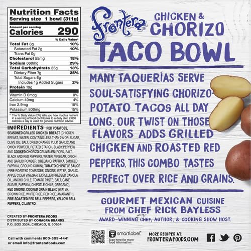Frontera Chicken & Chorizo Taco Bowl Frozen Meal, Medium, 11 oz