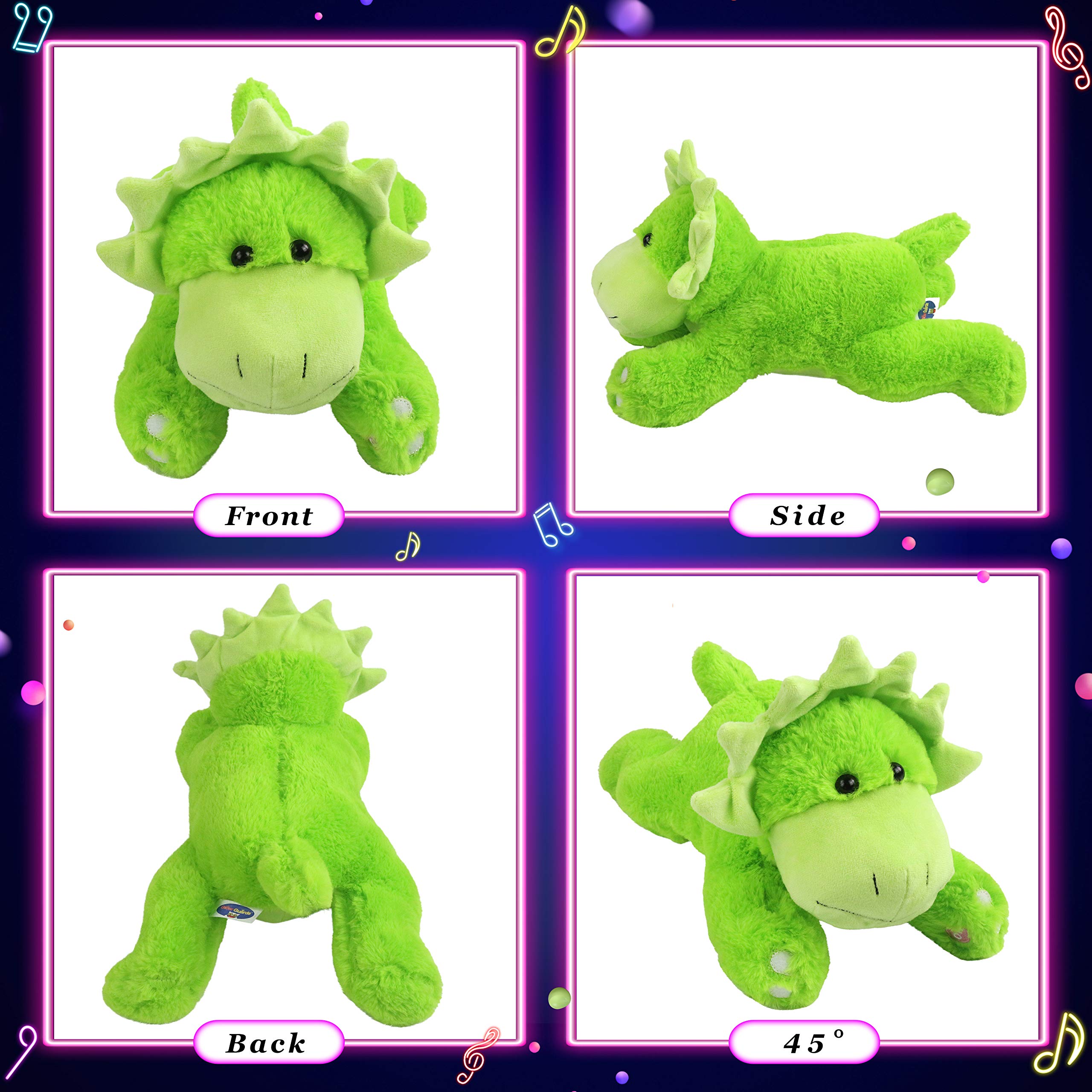 Glow Guards 15'' Light up Triceratops Dinosaur Stuffed Animal,LED Soft Dinosaur Plush Toy with Night Lights Glow in The Dark,Children's Day Birthday for Toddler Kids