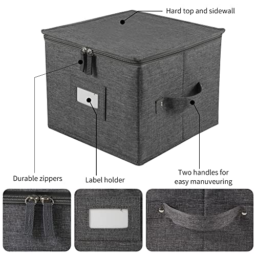 popoly China Storage Containers Inside 12" W x 8" H, Dinnerware Storage Box for Dishes Plate Storage with 24 Felt Dividers, Hold 24 Plates, Hard Shell and Stackable(4PACK