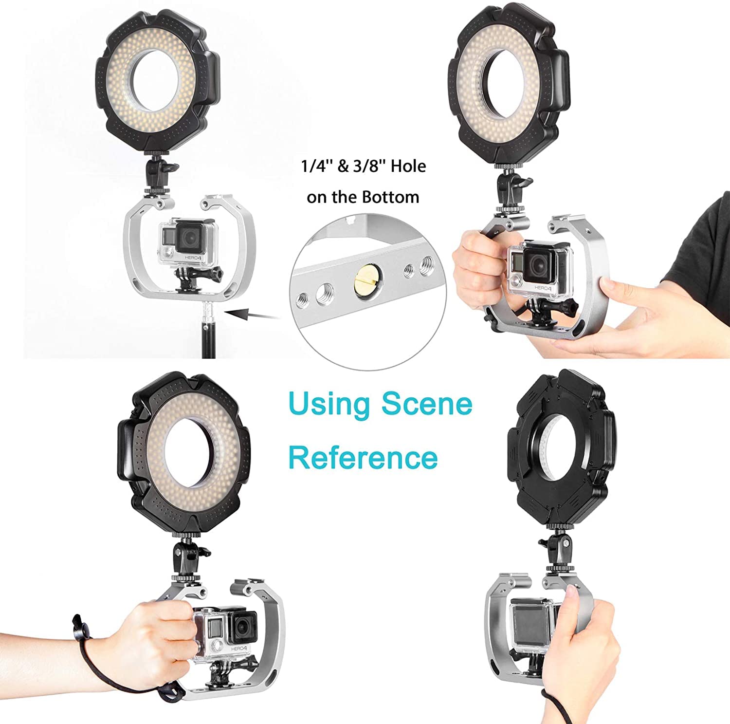 Goshoot Aluminum Alloy Underwater Diving Rig, Video Cage Diving Light Arm Tray System Stabilizer Compatible with go pro HERO3, HERO3+, HERO4, HERO5, HERO6 Action Camera Photography Accessory