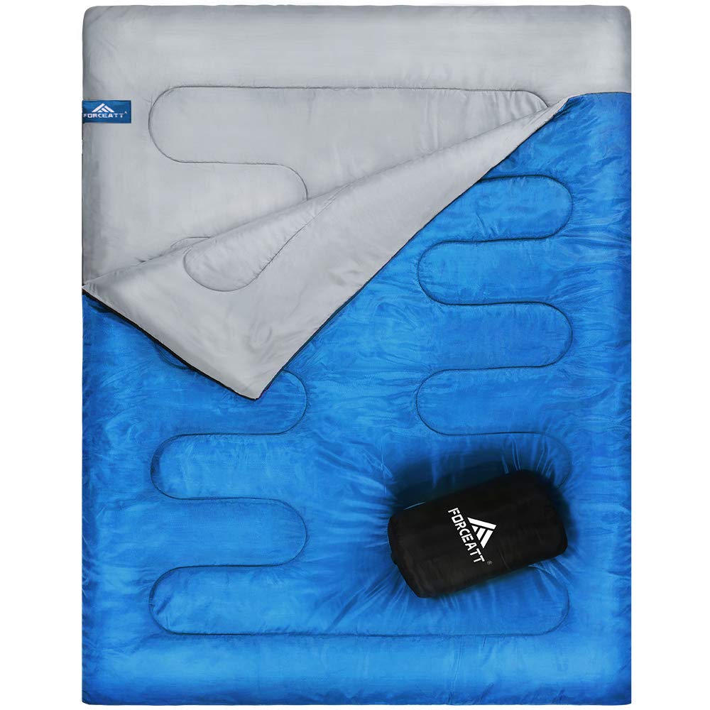 Forceatt Camping Sleeping Bag, Two-Person Waterproof Sleeping Bag, Suitable for Adults or Teenagers Indoor, Outdoor, Backpacking, Camping (Blue)