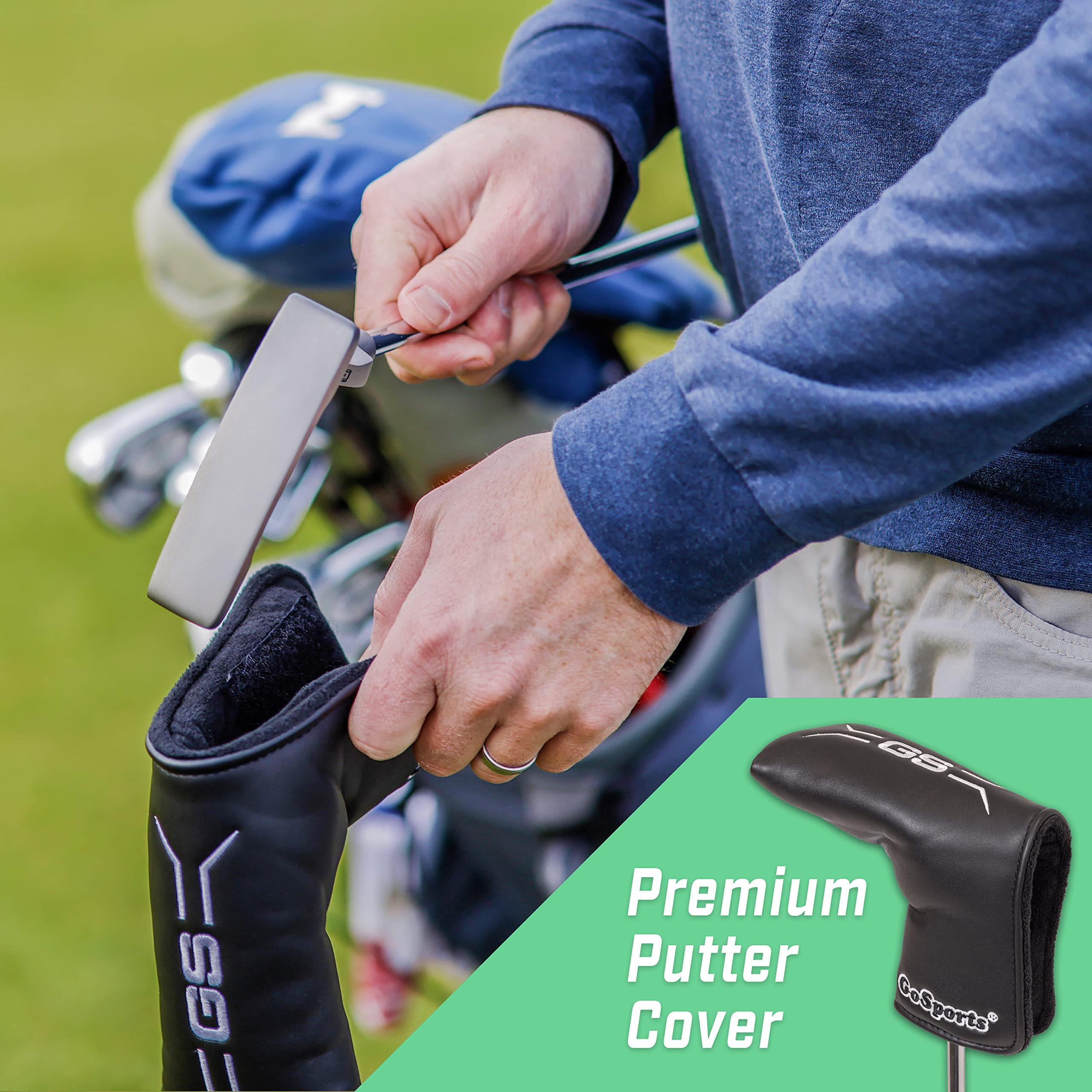 GoSports GS1 Tour Golf Putter β 34β Right-Handed Blade Putter with Milled Face, Choose Oversized Fat Grip or Traditional Grip, Silver