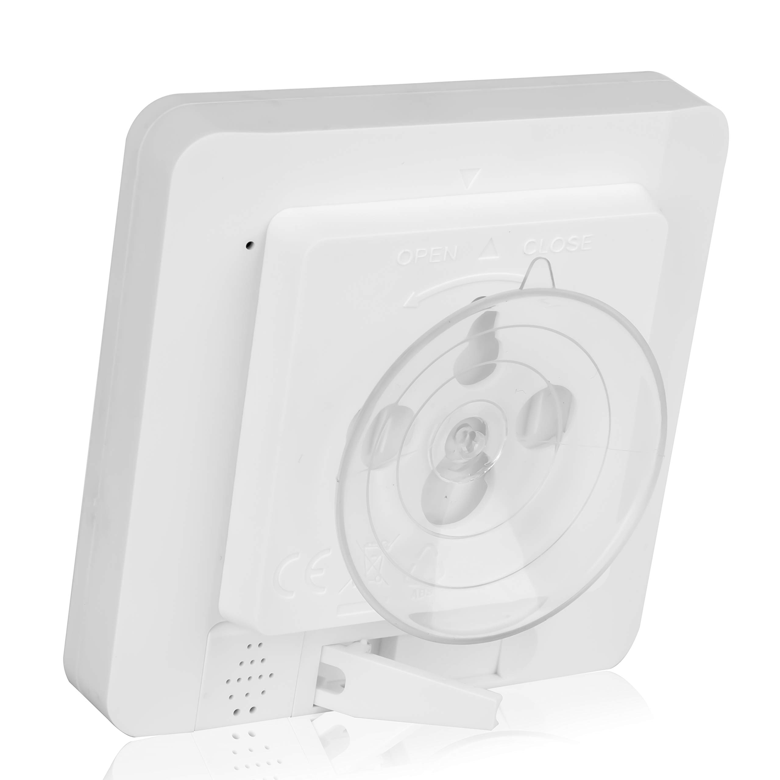 JLENOVEG Digital Bathroom Shower Timer Kitchen Wall Clock with Alarm Waterproof Touch Screen Timer White Indoor Thermometer Hygrometer with Suction Cup Hanging Hall Shelf Stand