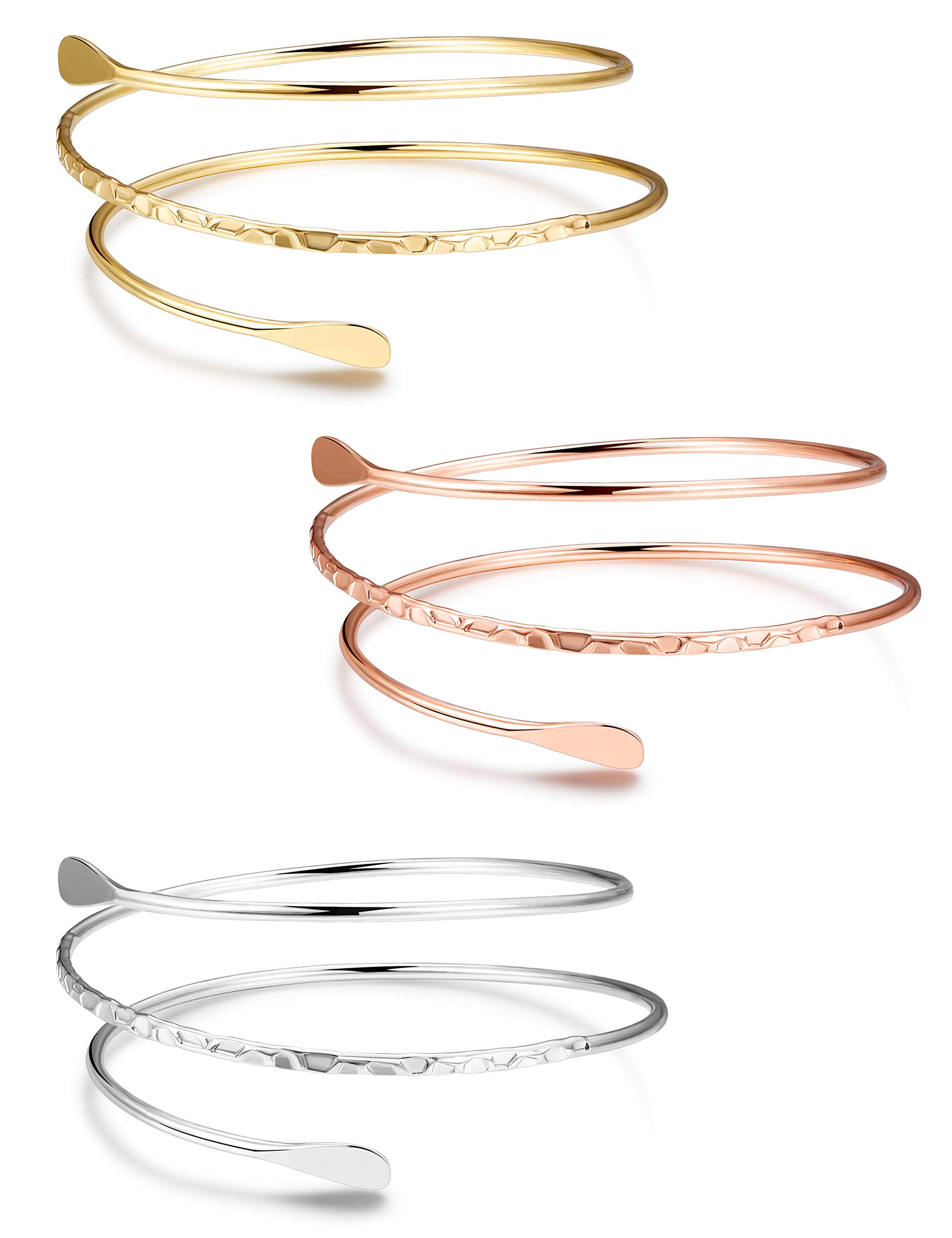 Finrezio 3 PCS Minimalist Simple Coil Upper Arm Band Cuff Armlets for Women Girls Arm Bangle Dia.3.15†Adjustable