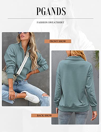 PGANDS Women's Casual Long Sleeve Half Zip Up Sweatshirt Hoodies Lapel Plain Stylish Loose Pullover Tops for Leggings