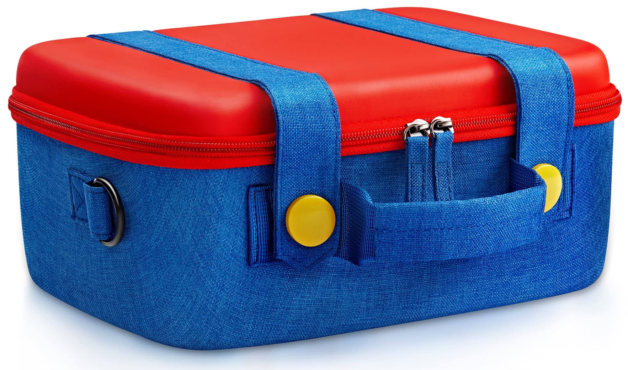 FUNLAB Carrying Case Compatible with Nintendo Switch and Switch OLED Console,Cute Travel Carry Hard Messenger Bag with 14 Games Holder for Switch & Accessories-Red & Blue
