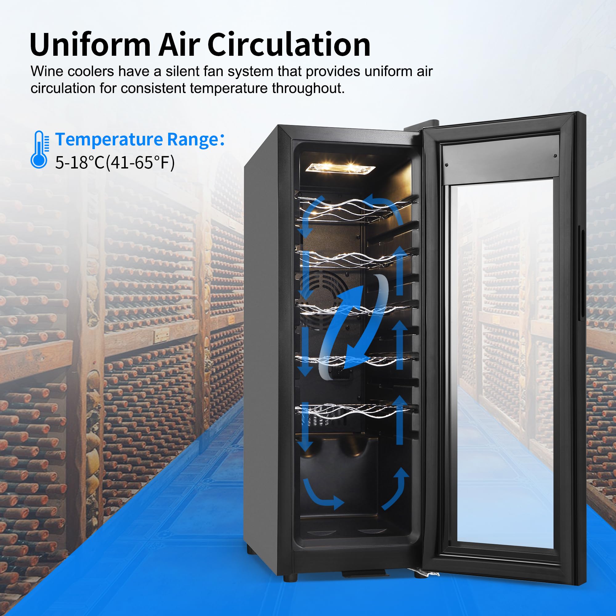 turephe Beverage Refrigerator Mini 12 Bottles Drink Fridge with Temperature Control Safety Lock