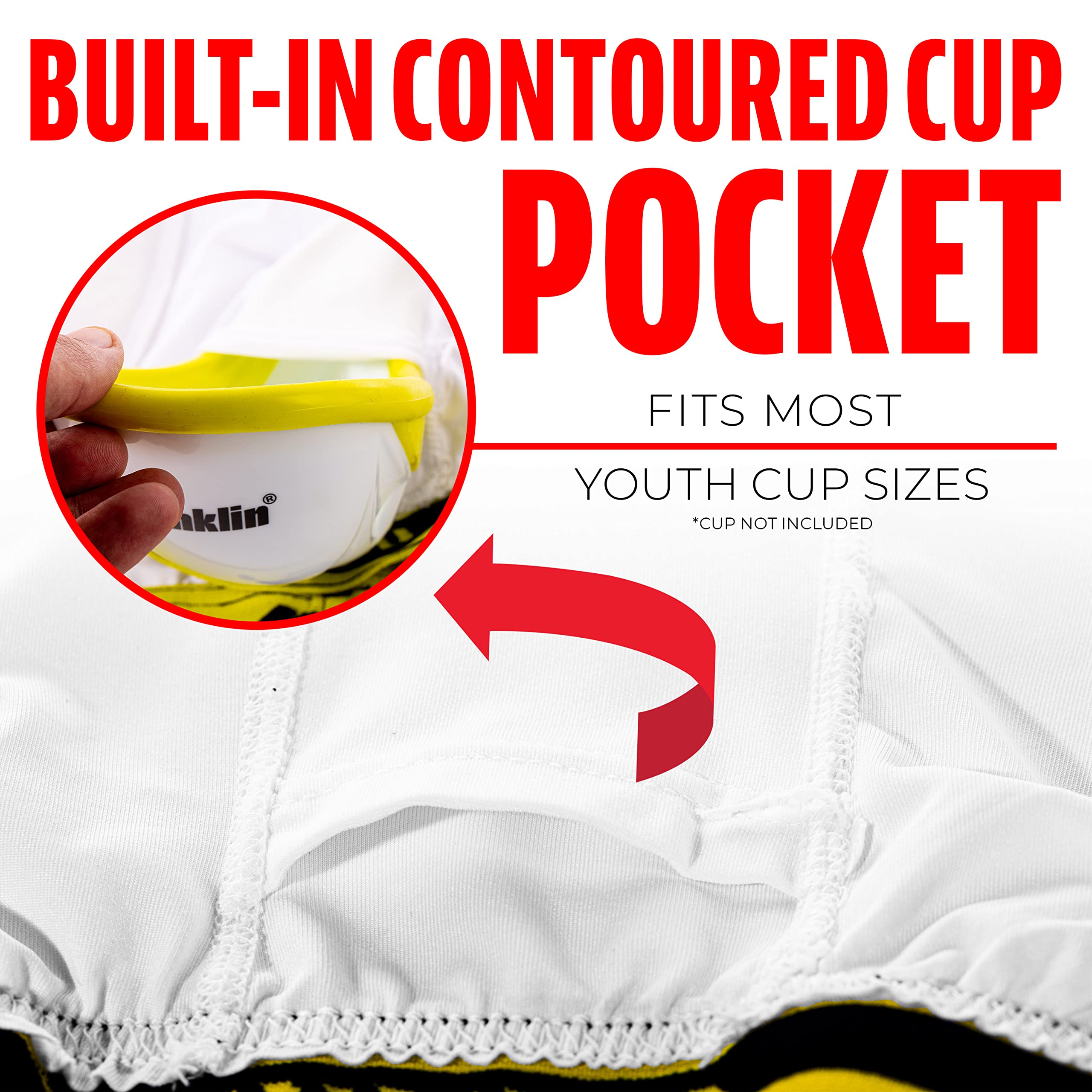 Franklin Sports Boys' Standard Sliding Shorts Youth, White/Optic, Small