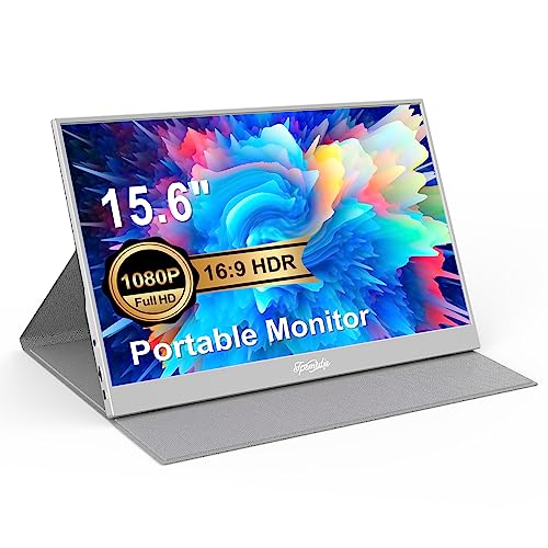 Tpsmtdis 15.6" Portable Monitor,1080P Screen Extender Plug&Play IPS FHD Laptop Second Monitors,HDR USB-C HDMI Travel Gaming Display for PC Mac Phone PS4/5 Switch Xbox,w/Smart Cover Dual Speakers