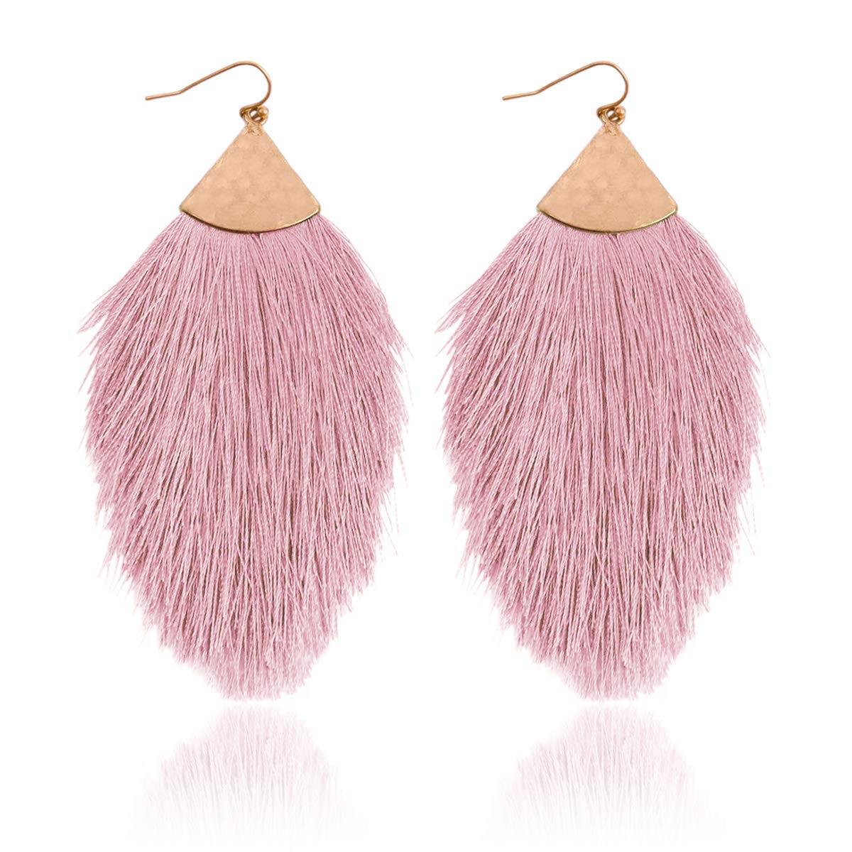 Fringe Tassel Statement Dangle Earrings- Lightweight Long Silky Feather Earrings Tassel Necklaces For Women