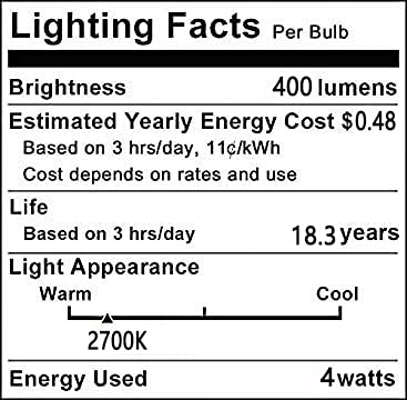 YDJoo Half Chrome Light Bulb 4W Dimmable G45 Silver Mirror Reflected Light 40W Equivalent Warm White 2700K Silver Tipped Mirror Light Bulb E26 Base Decorative LED Edison Bulb, 6 Pack