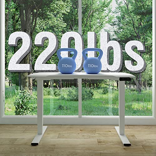 FLEXISPOT Pro 3 Stages Dual Motor Electric Standing Desk 48x30 Inches Whole-Piece Desk Board Height Adjustable Desk Electric Stand Up Desk Sit Stand Desk(White Frame + White Desktop)