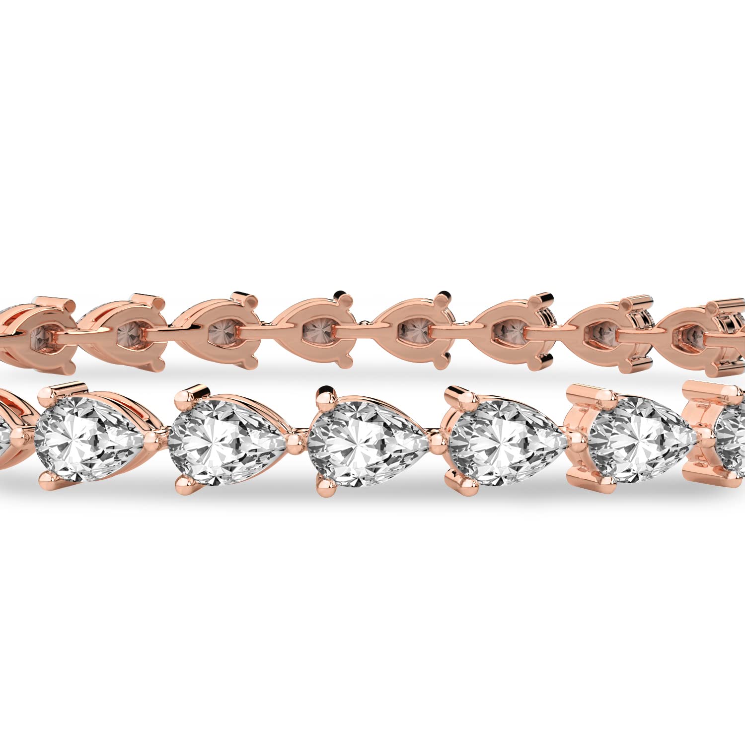 FRIENDLY DIAMONDS 3 Carat IGI Certified Lab Grown Diamond Bracelet Line 7" | 14K in Rose Gold | Serene Pear Lab Diamond Tennis Bracelet | Three Prong Settings | FG-VS1-VS2 Quality