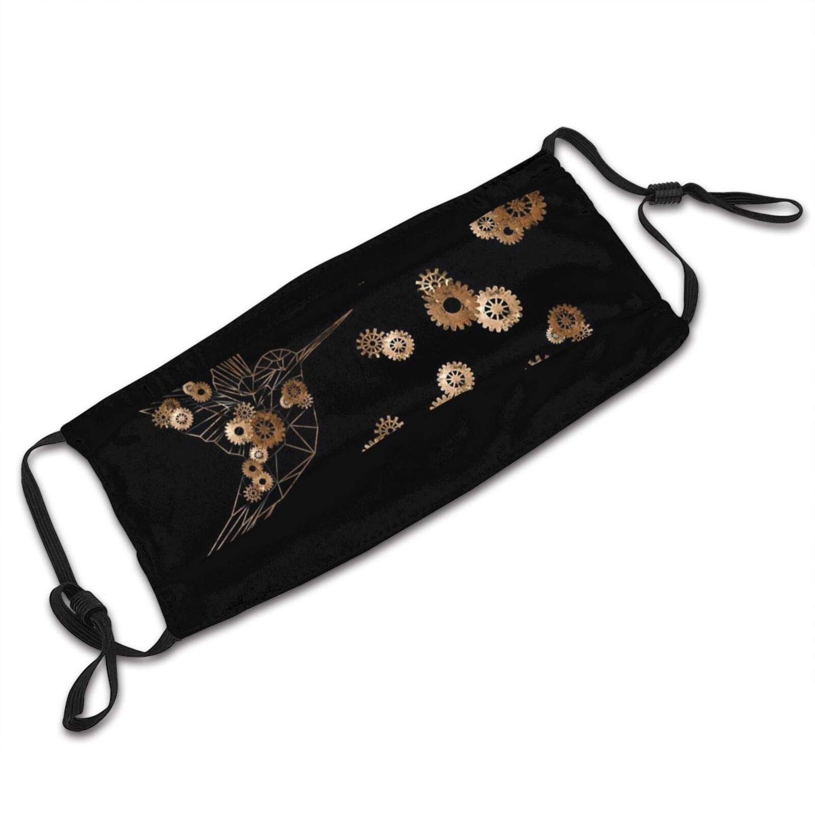 Golden Steampunk bird Face Mask,Comfortable Balaclavas Reusable Bandana Adjustable Scarf For Adult (With 2 Filters)