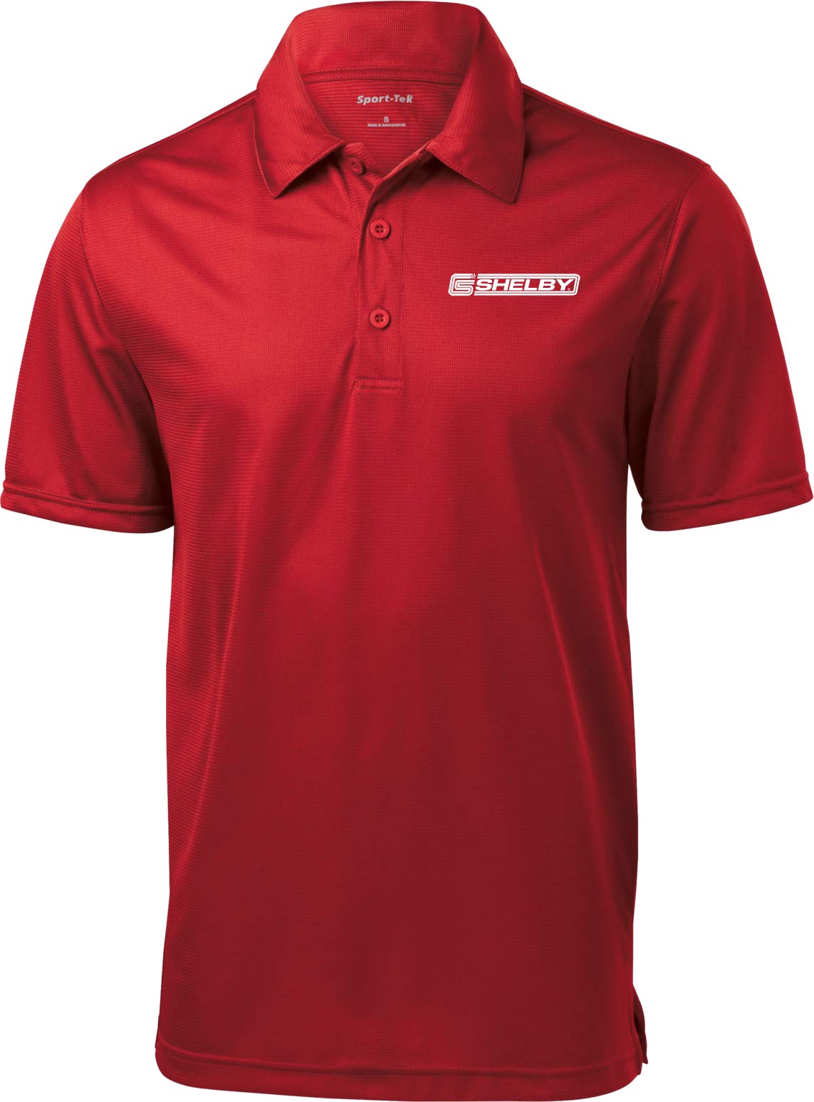 Ford Mustang Shelby Crest Pocket Print Textured Polo, Red 3XL