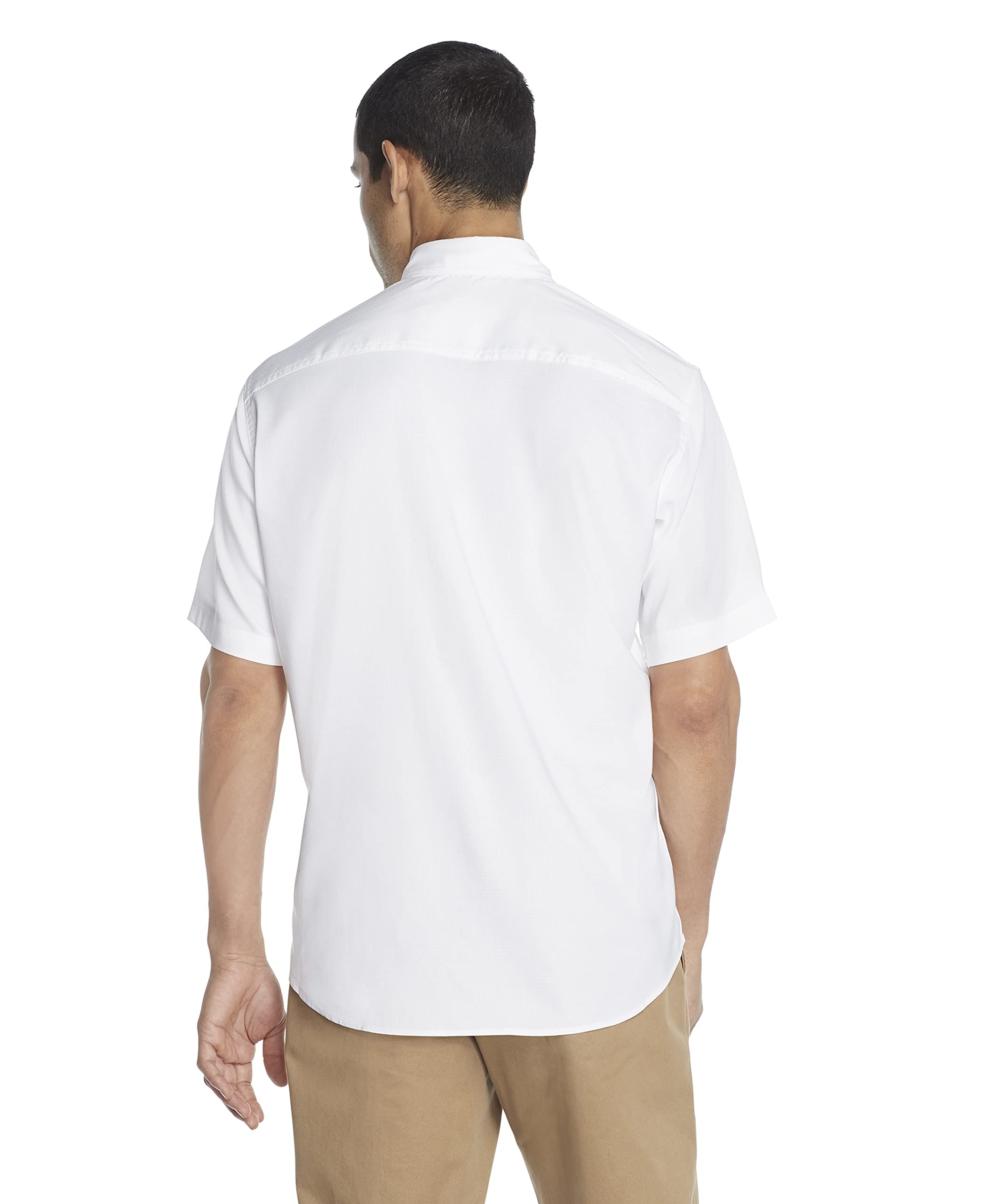 G.H. Bass & Co. Men's Explorer Short Sleeve Fishing Shirt Solid Single Pocket, Bright White, Small