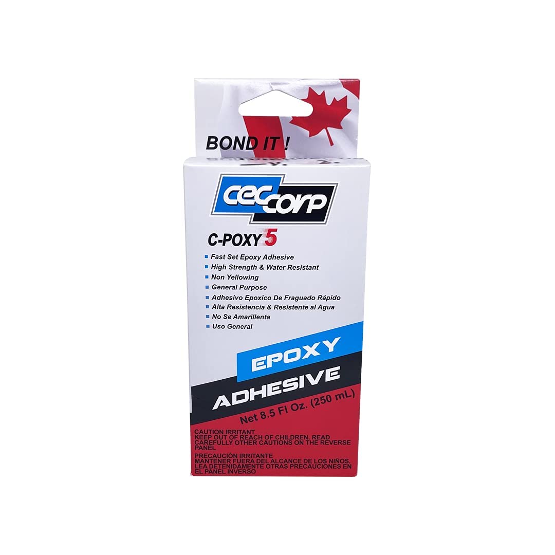 Five Minute Epoxy Glue Adhesive C-POXY 5 by CECCORP (8.5 Oz Combined) – Fast Setting, Quick Cure, Clear Epoxy Glue, General Purpose, 5 Minute