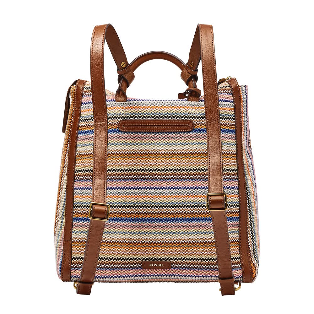 Fossil Women's Parker Fabric Convertible Large Backpack Purse Handbag, Colorful Stripes (Model: ZB1742875)