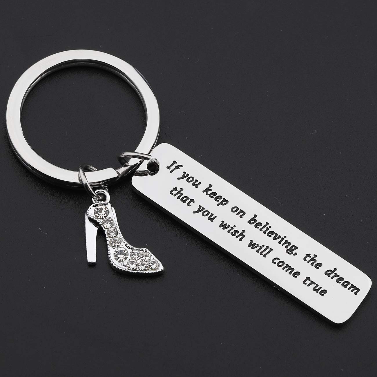 FOTAP If You Keep On Believing The Dream That You Wish Will Come True Keychain Cinderella Princess Glass Slipper Gift (Glass Slipper key)