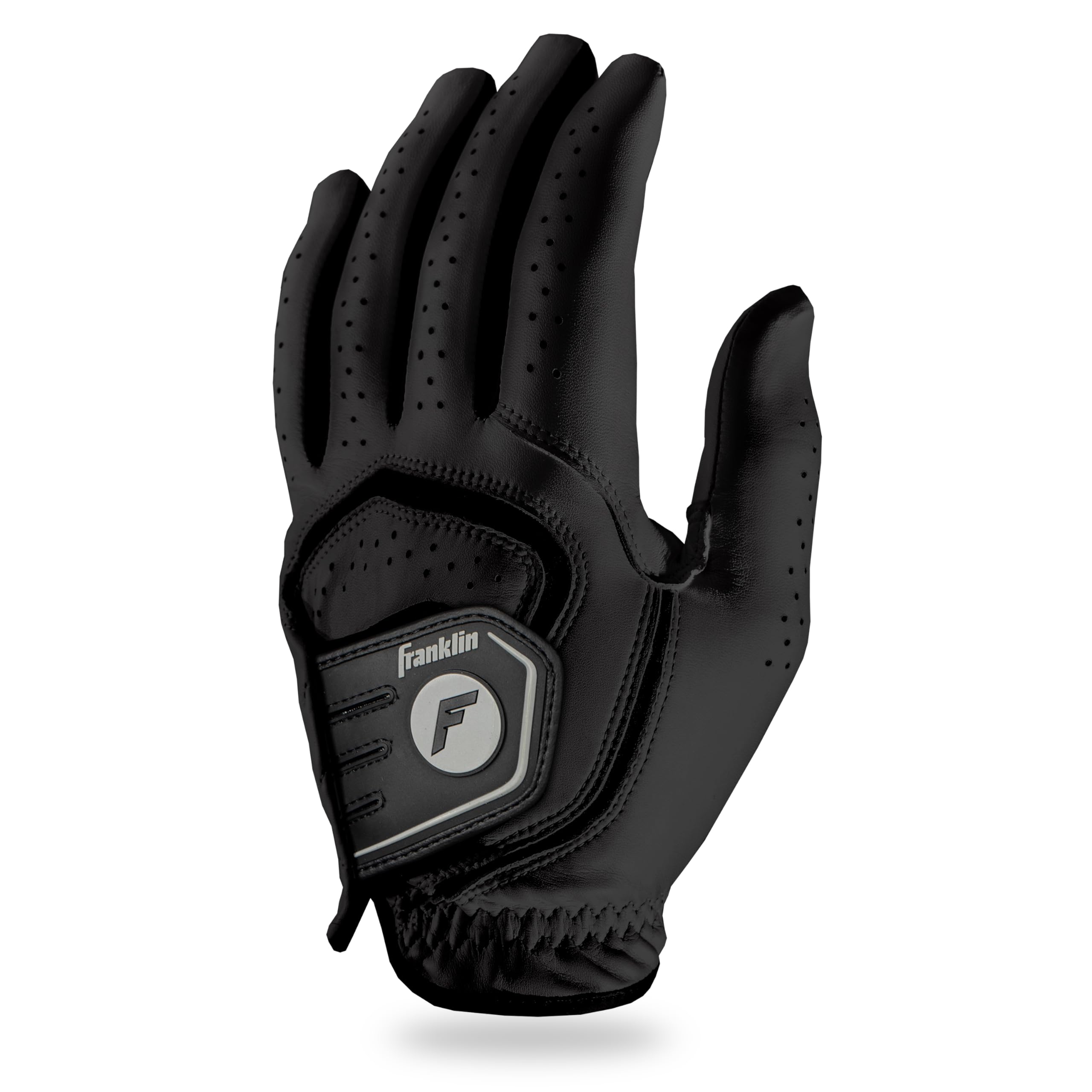Franklin Sports Golf Glove - Pro Golf Gloves - Premium Leather Golfing Glove - Maximum Grip - Black - Left Hand Glove - Adult Extra Large
